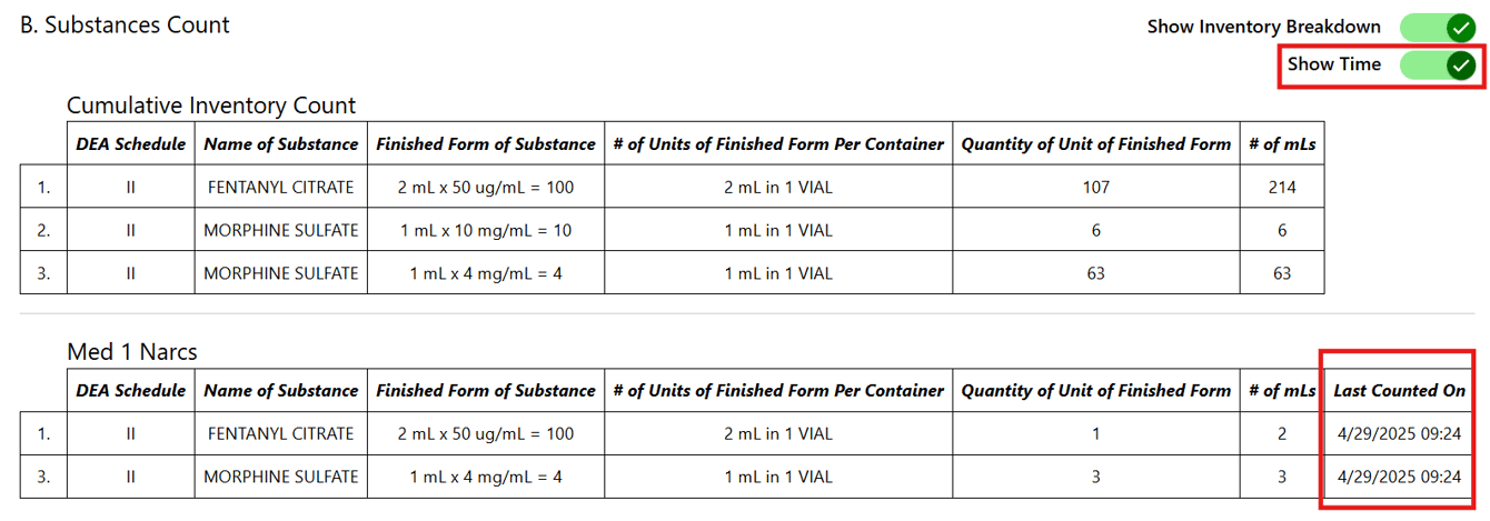 DEA Biennial Controlled Substance Inventory Form